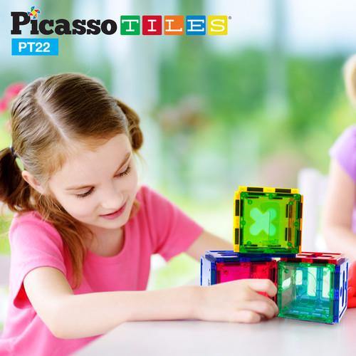 PicassoTiles 3D Magnetic Building Block Tiles PT22 - 22 Piece Numerical ...