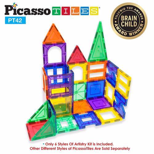 PicassoTiles 3D Magnetic Building Block Tiles PT42 - 42 Piece Set ...