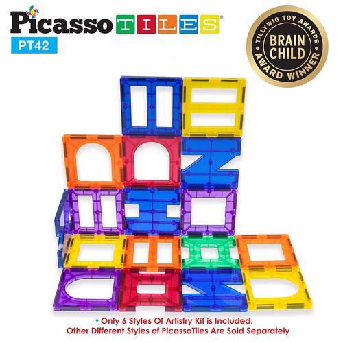 PicassoTiles 3D Magnetic Building Block Tiles PT42 - 42 Piece Set ...