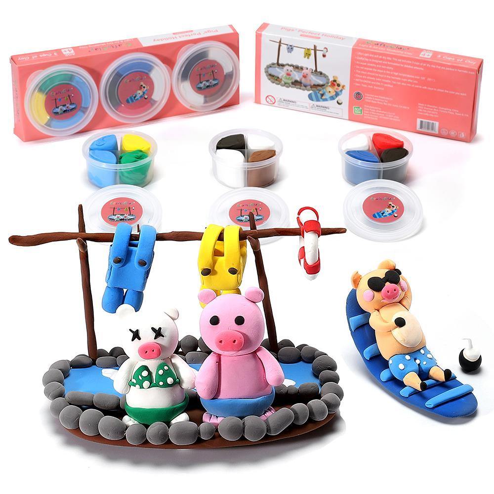 Pigs' Perfect Holiday 12 Color Premium Quality Air Dry Modeling Clay ...